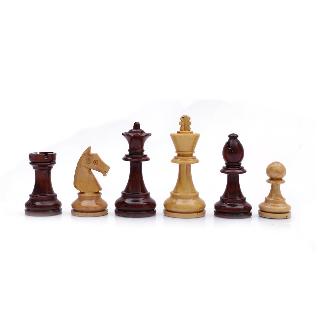 Handmade Tree Design Boxwood Chess Figures 2.8 Inch Handcrafted Wooden ...