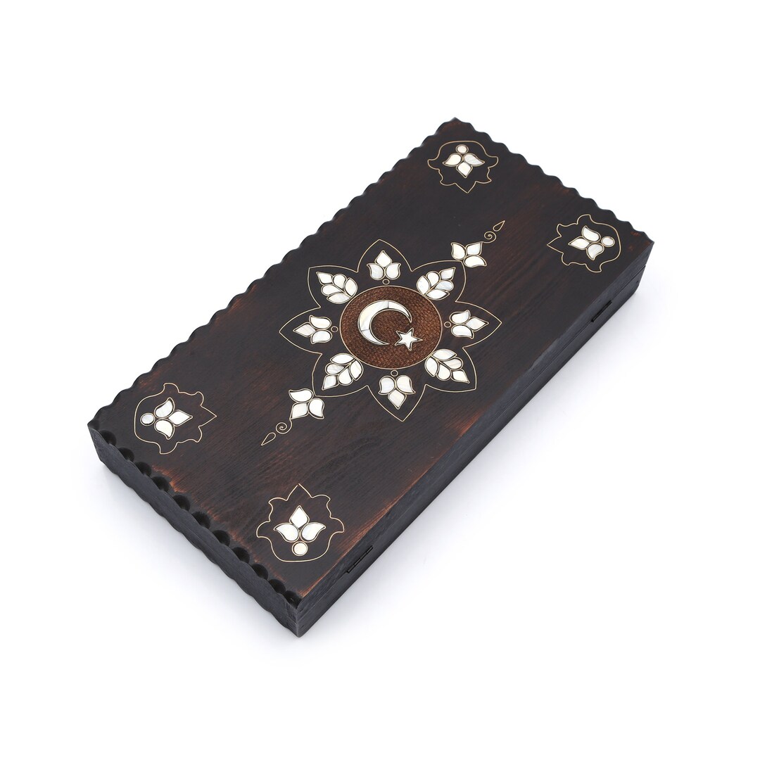 Turkish Backgammon Board White Mother of Pearl Inlaid Wooden Handmade ...