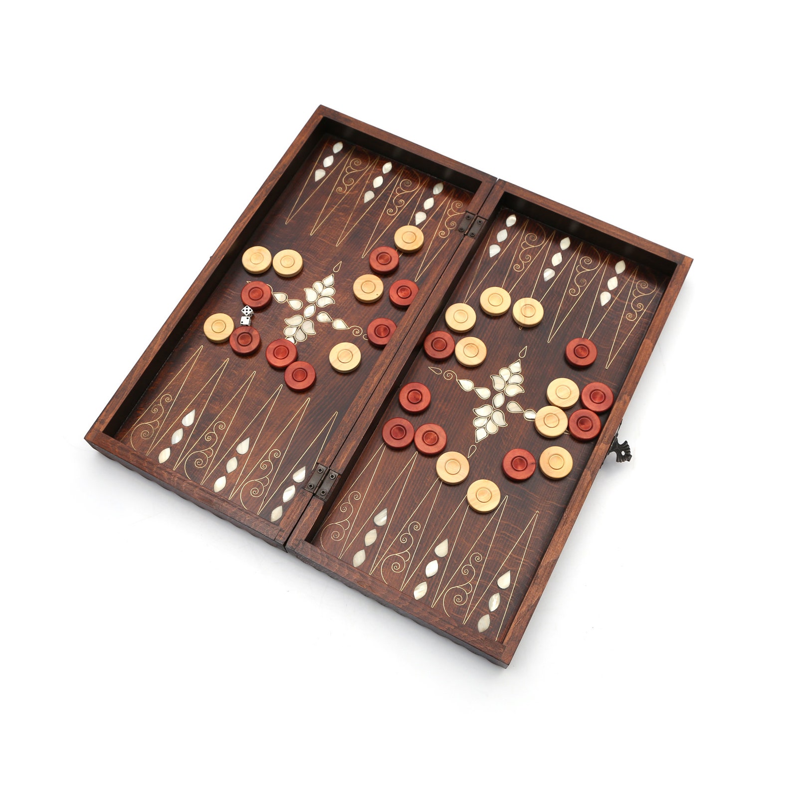 Wooden Handmade Backgammon Set White Mother of Pearl Inlaid - Etsy