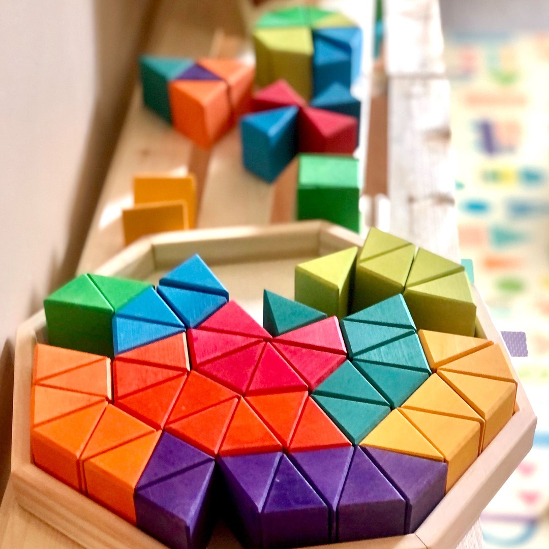 Triangle Shaped Jigsaw Puzzle Building Blocks Wooden - Etsy