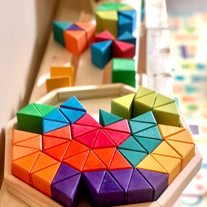 Triangle Shaped Jigsaw Puzzle Building Blocks Wooden - Etsy