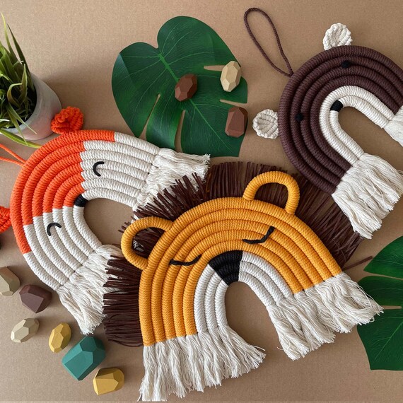 Animal Rainbow Macrame Rope Wall Hanging Decor Home | Etsy