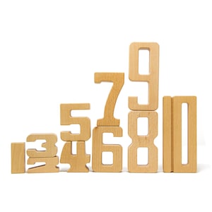 Large 10 Pcs Natural Wooden Numbers Blocks, Wooden Blocks, Balance ...