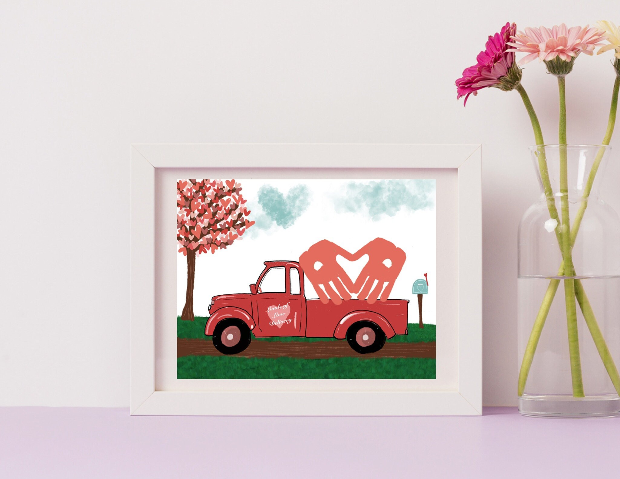 Valentine Truck Handprint Craft Loads of Love Activity Kids - Etsy