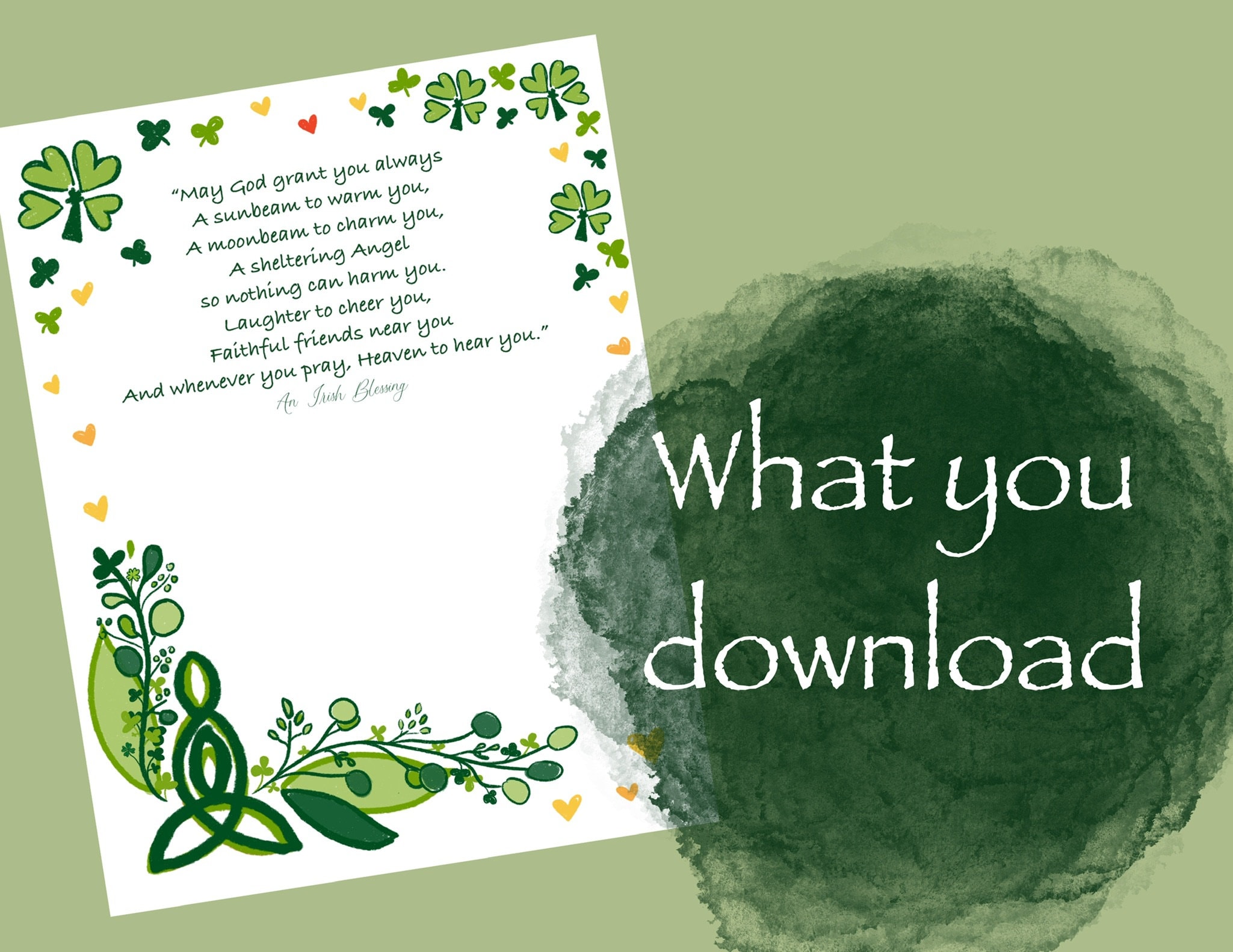 Irish Children Blessing Handprint Keepsake St. Patricks Day Celtic ...