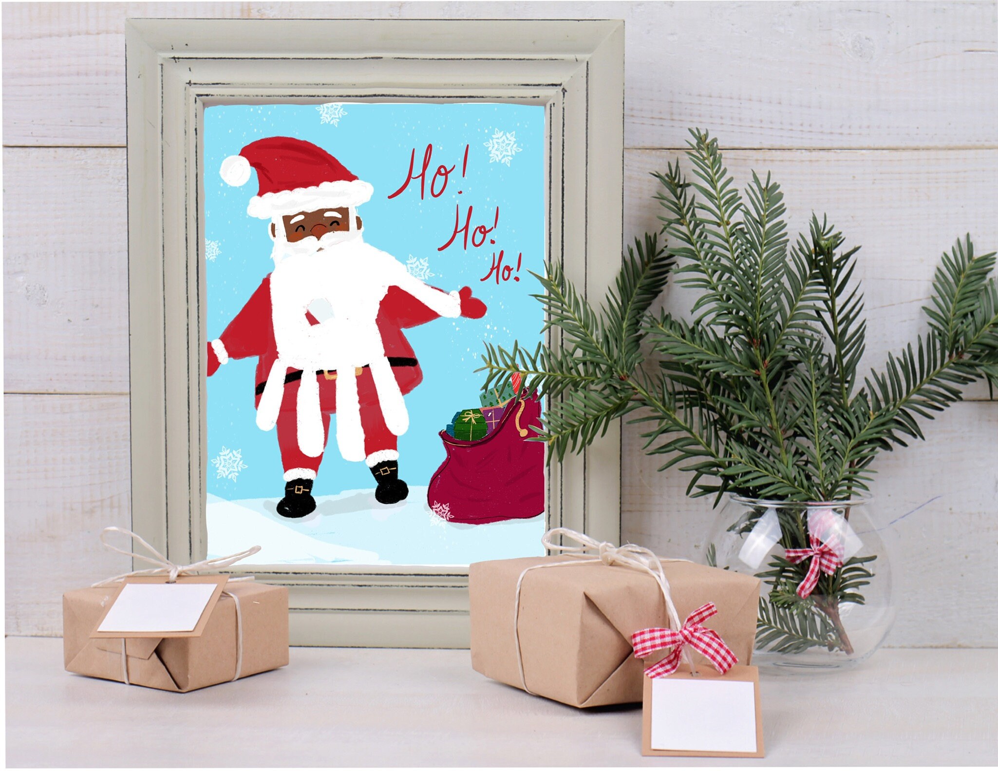 Santa 's Beard Handprint Art Craft, PRINTABLE Christmas Decor, Kids Art ...