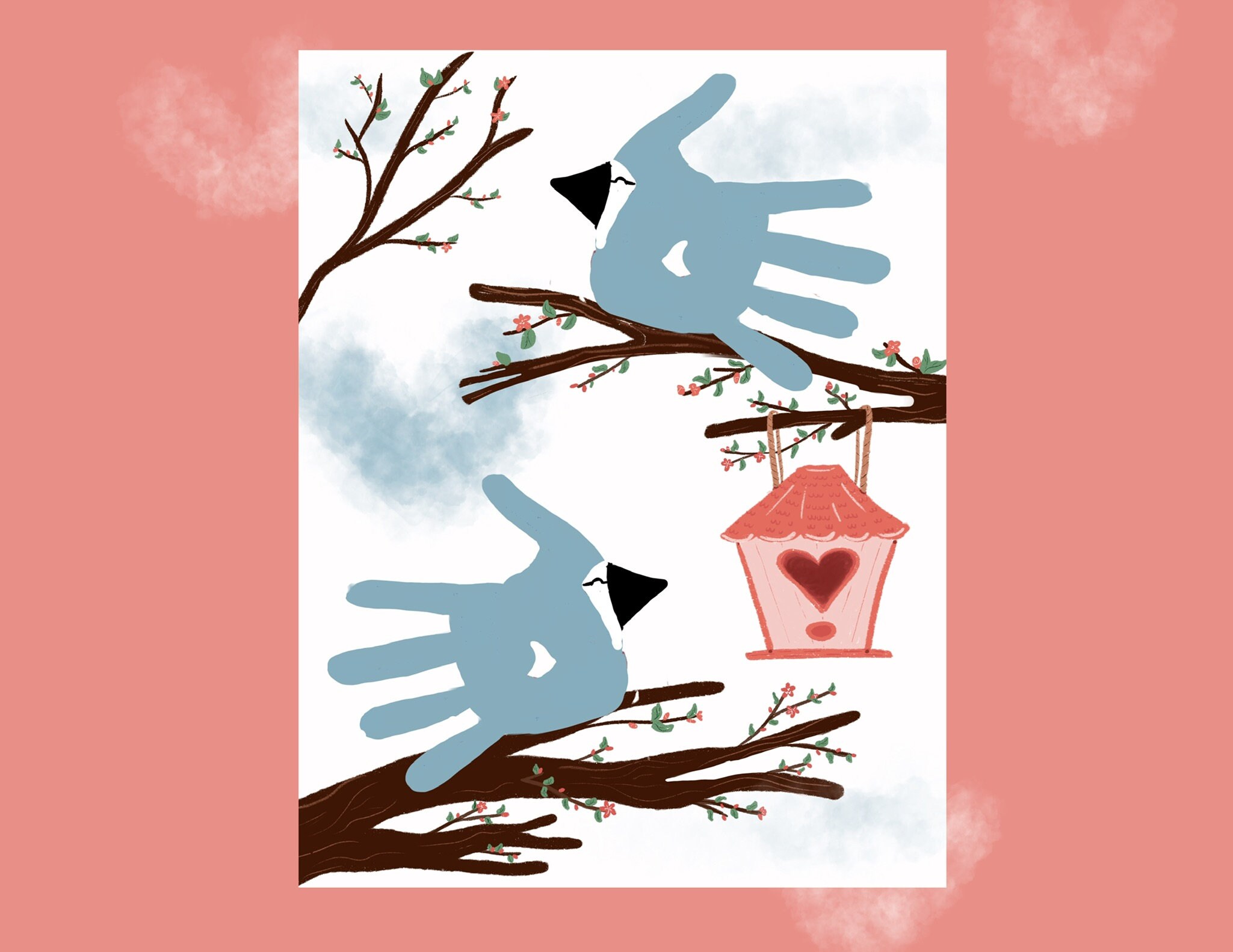 Love Birds, Valentine Handprint Activity, Kids Craft, Instant Download ...