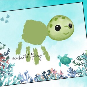 Ocean Animal Handprint Jelly Fish Clown Fish Sea Turtle Keepsake ...