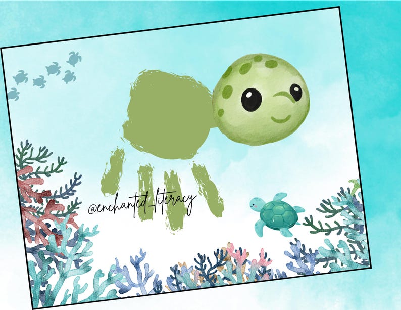 Ocean Animal Handprint Jelly Fish Clown Fish Sea Turtle Keepsake ...
