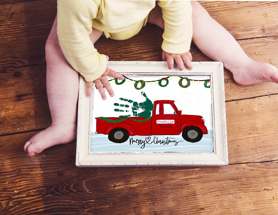 Christmas Tree Truck Handprint Art Craft, PRINTABLE Christmas Decor ...