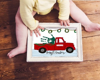 Tree Farm Truck Winter Handprint Art Craft, PRINTABLE Christmas Decor ...
