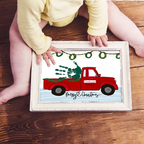 Christmas Tree Truck Handprint Art Craft PRINTABLE Christmas - Etsy
