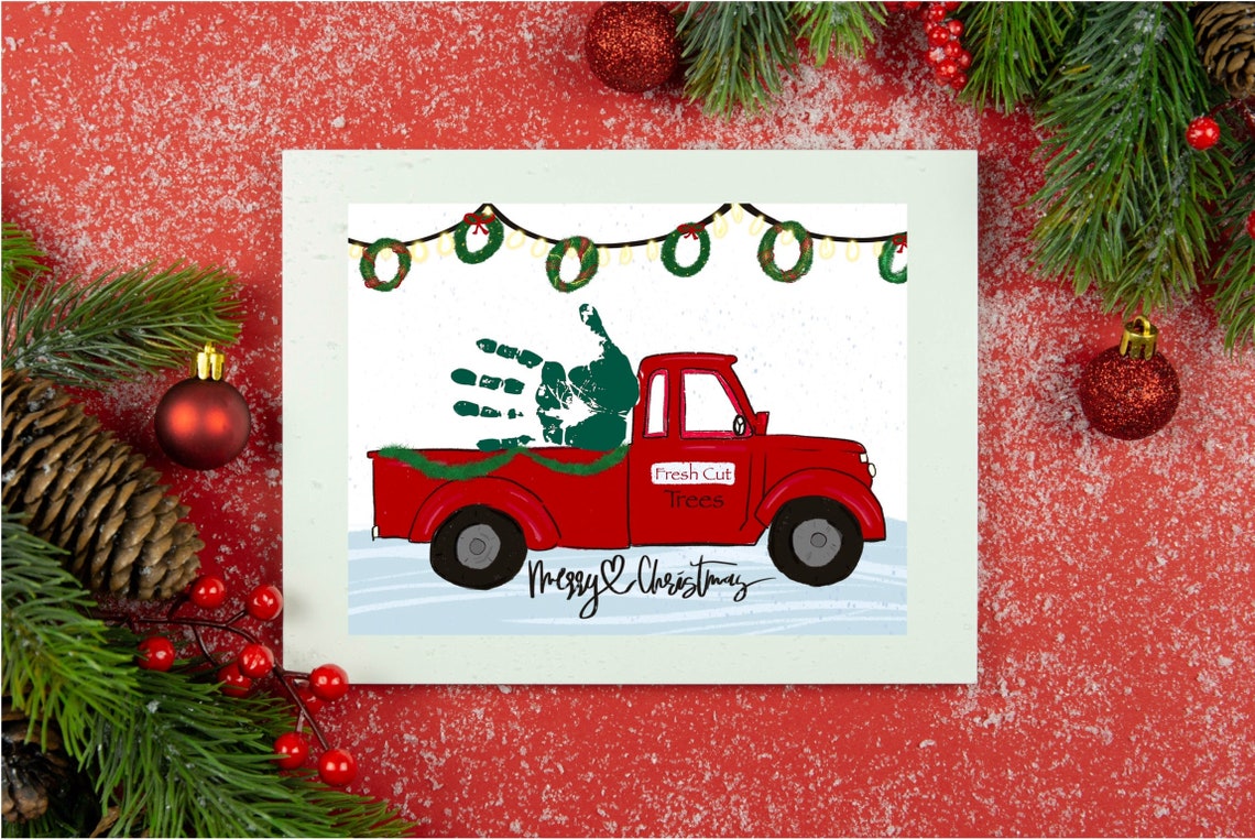 Christmas Tree Truck Handprint Art Craft, PRINTABLE Christmas Decor ...