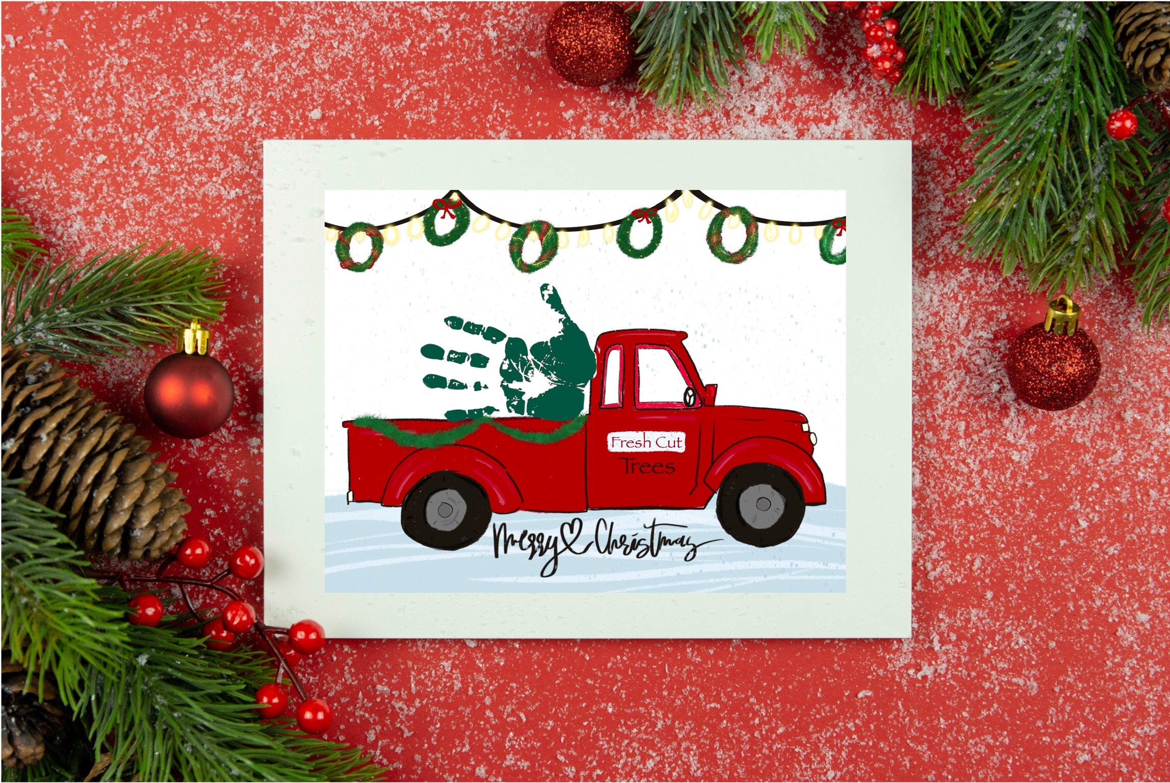 Christmas Tree Truck Handprint Art Craft, PRINTABLE Christmas Decor ...