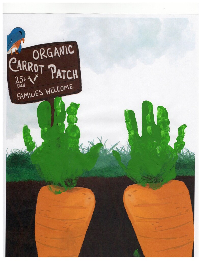 Carrot Patch Children Handprint Craft Spring Easter Garden Keepsake ...