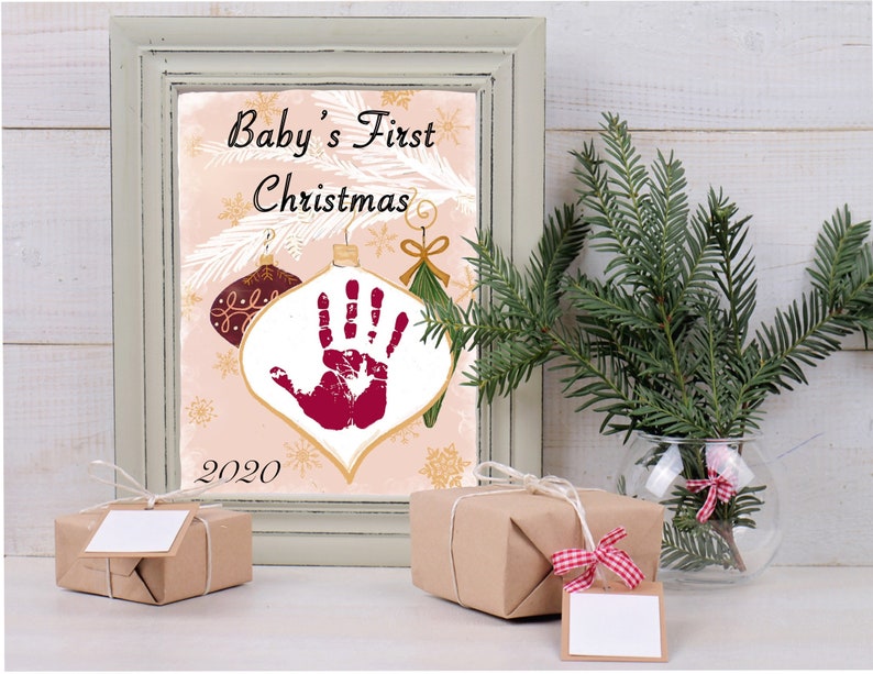 Babys 1st Christmas Handprint Craft, PRINTABLE Christmas Decor ...