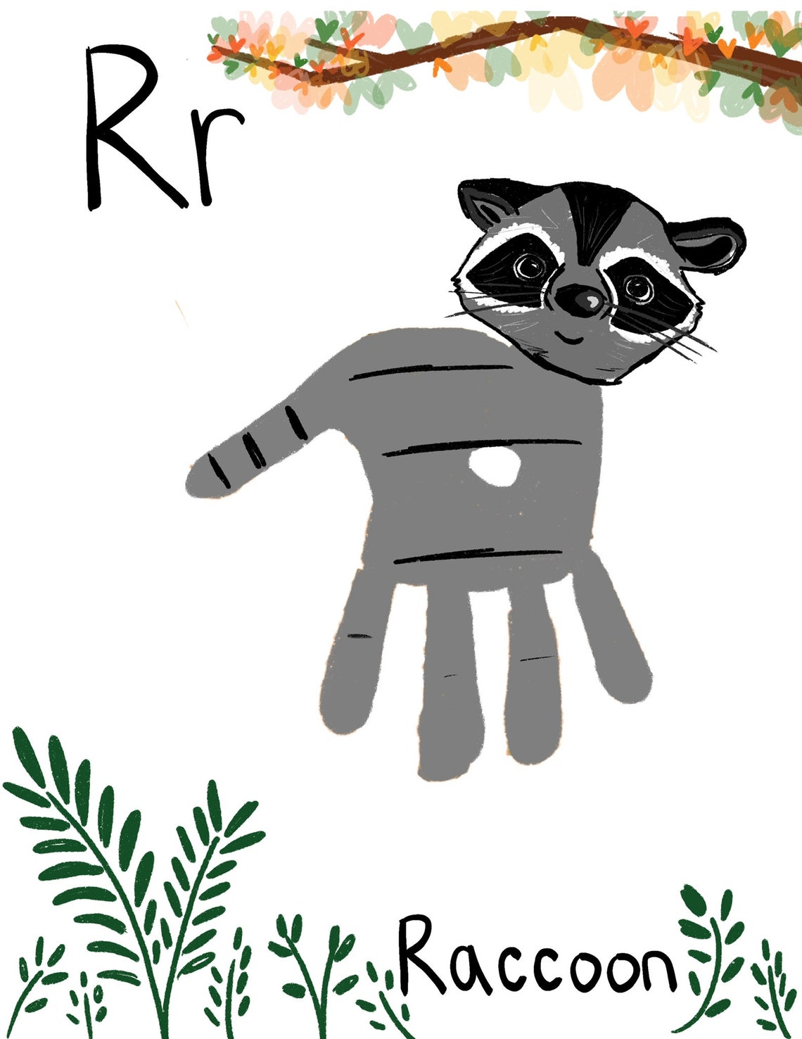 Kissing Hand Raccoon Handprint Craft - Etsy