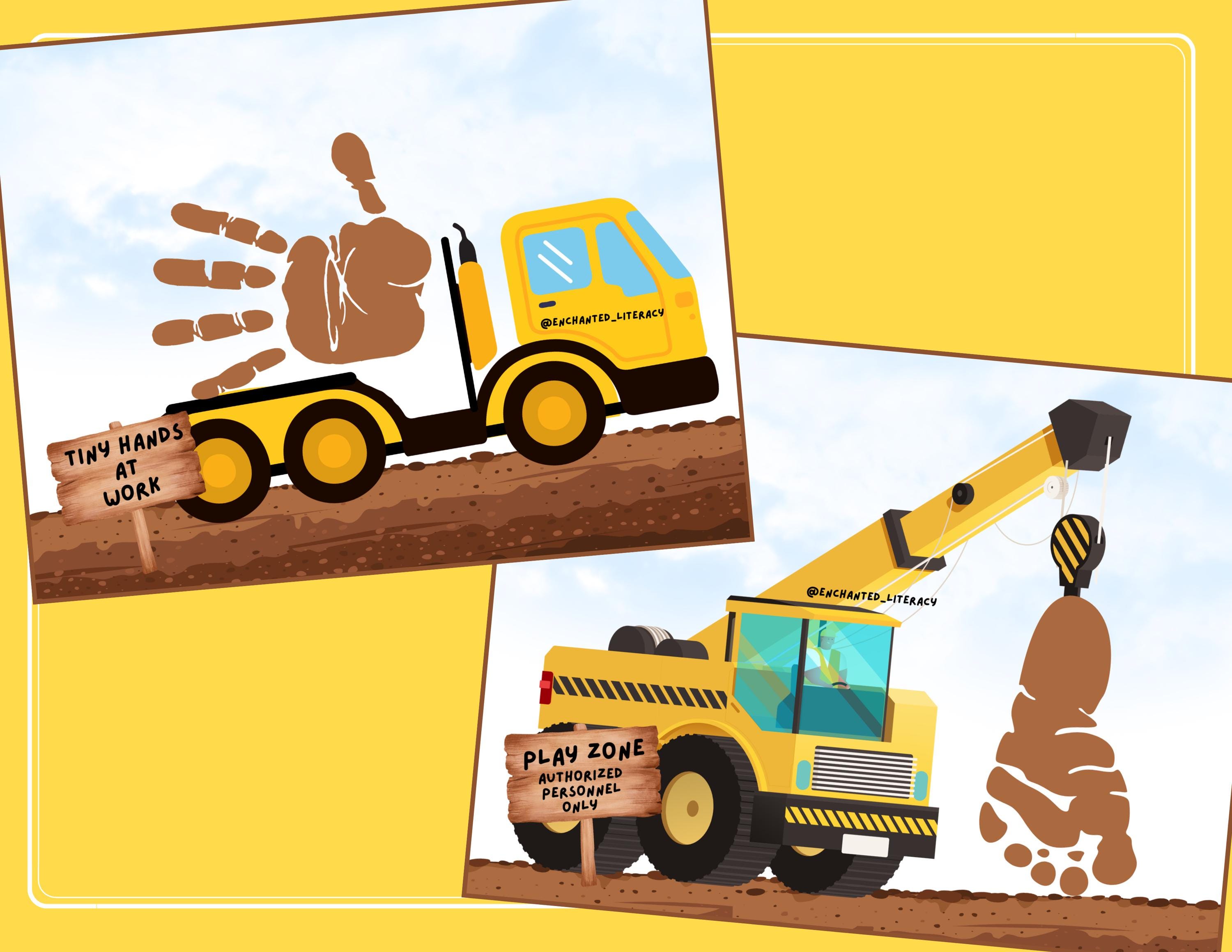 Construction Site Hand Footprint Keepsake Artwork - Etsy