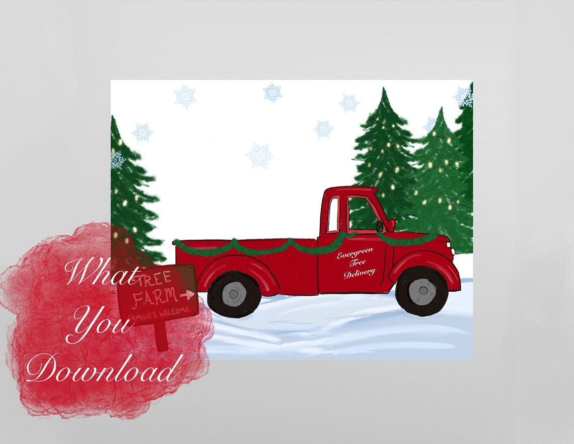Tree Farm Truck Winter Handprint Art Craft, PRINTABLE Christmas Decor ...
