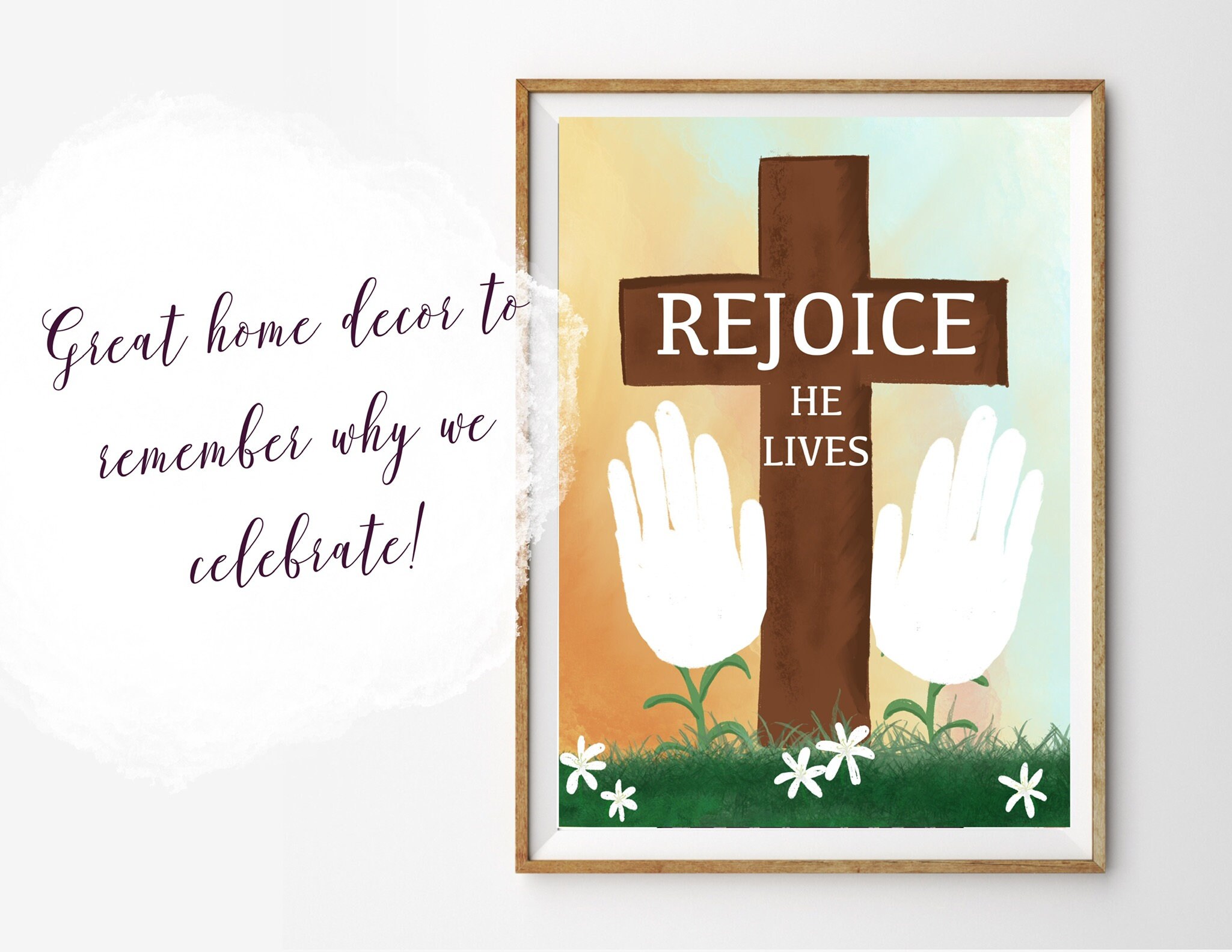 Easter Cross Lilly Kids Handprint Craft Keepsake Spring Resurrection HE ...