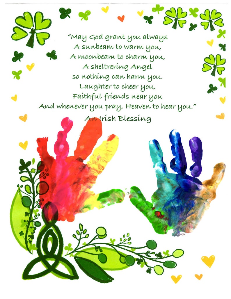 Irish Children Blessing Handprint Keepsake St. Patricks Day Celtic ...