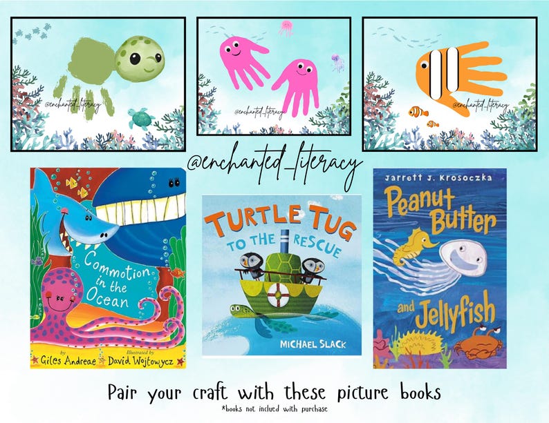 Ocean Animal Handprint Jelly Fish Clown Fish Sea Turtle Keepsake ...