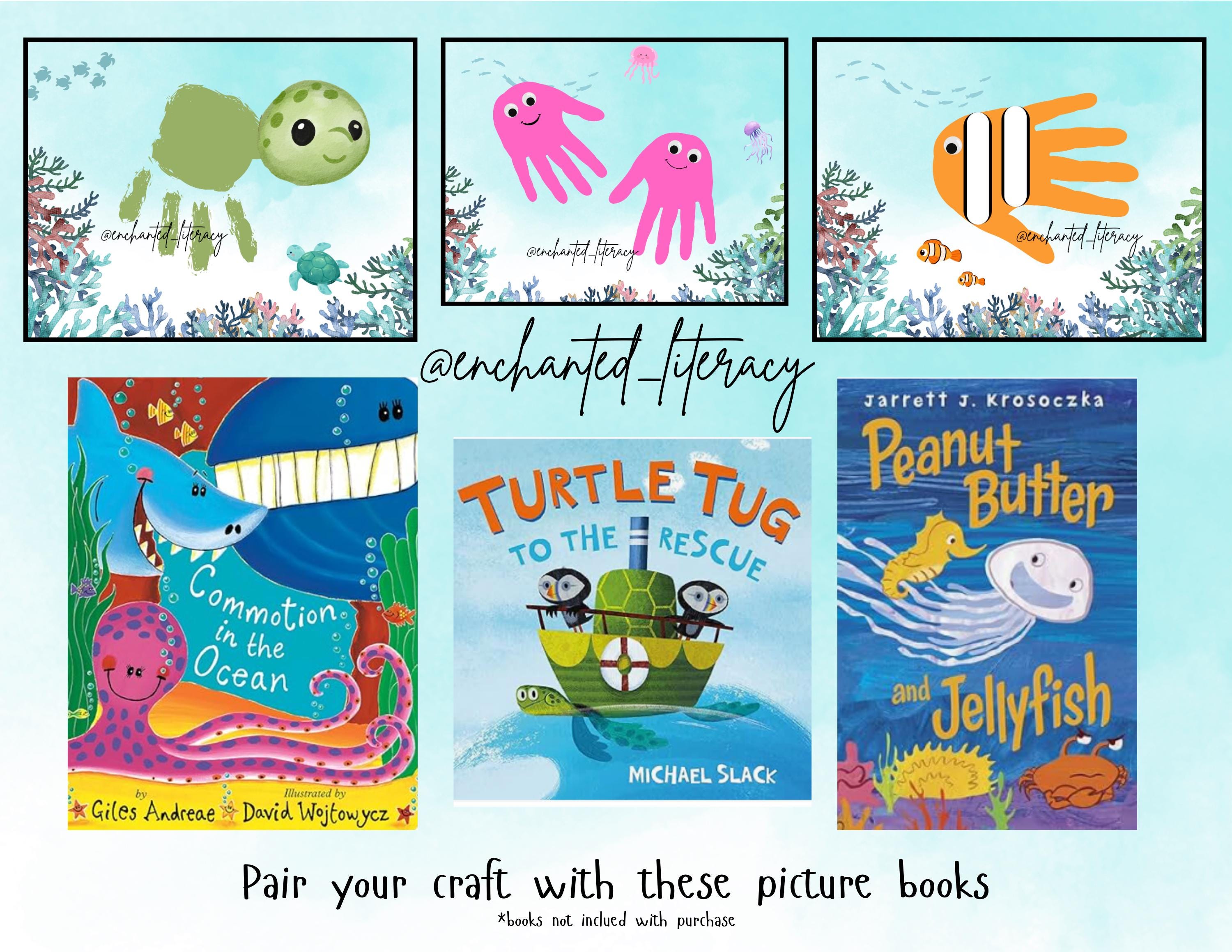 Ocean Animal Handprint Jelly Fish Clown Fish Sea Turtle Keepsake ...