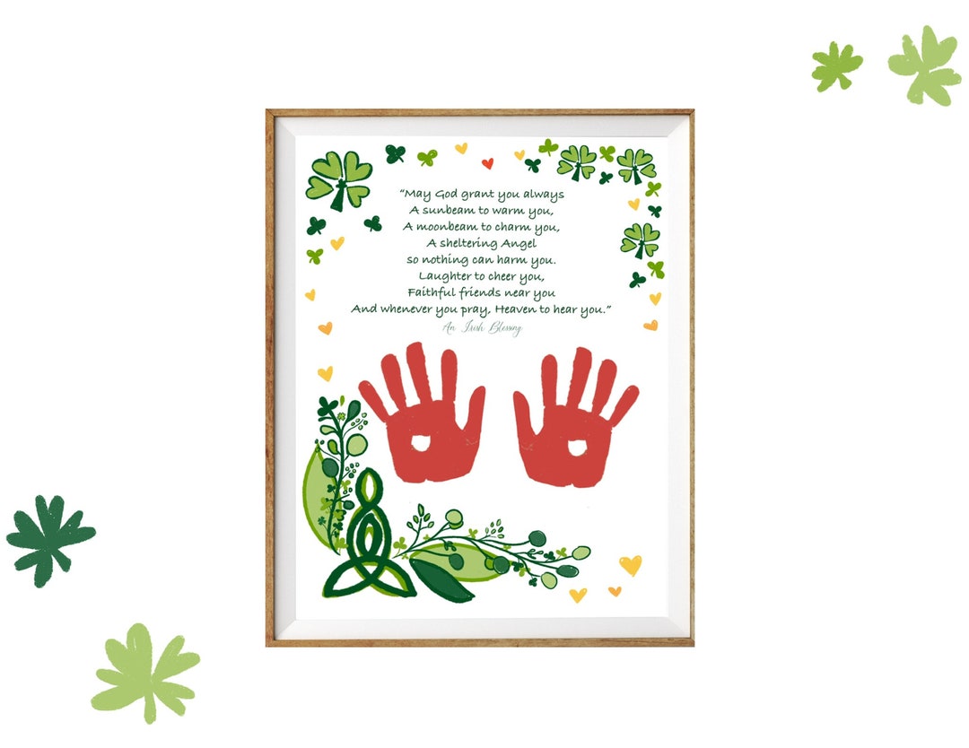 Irish Children Blessing Handprint Keepsake St. Patricks Day Celtic ...
