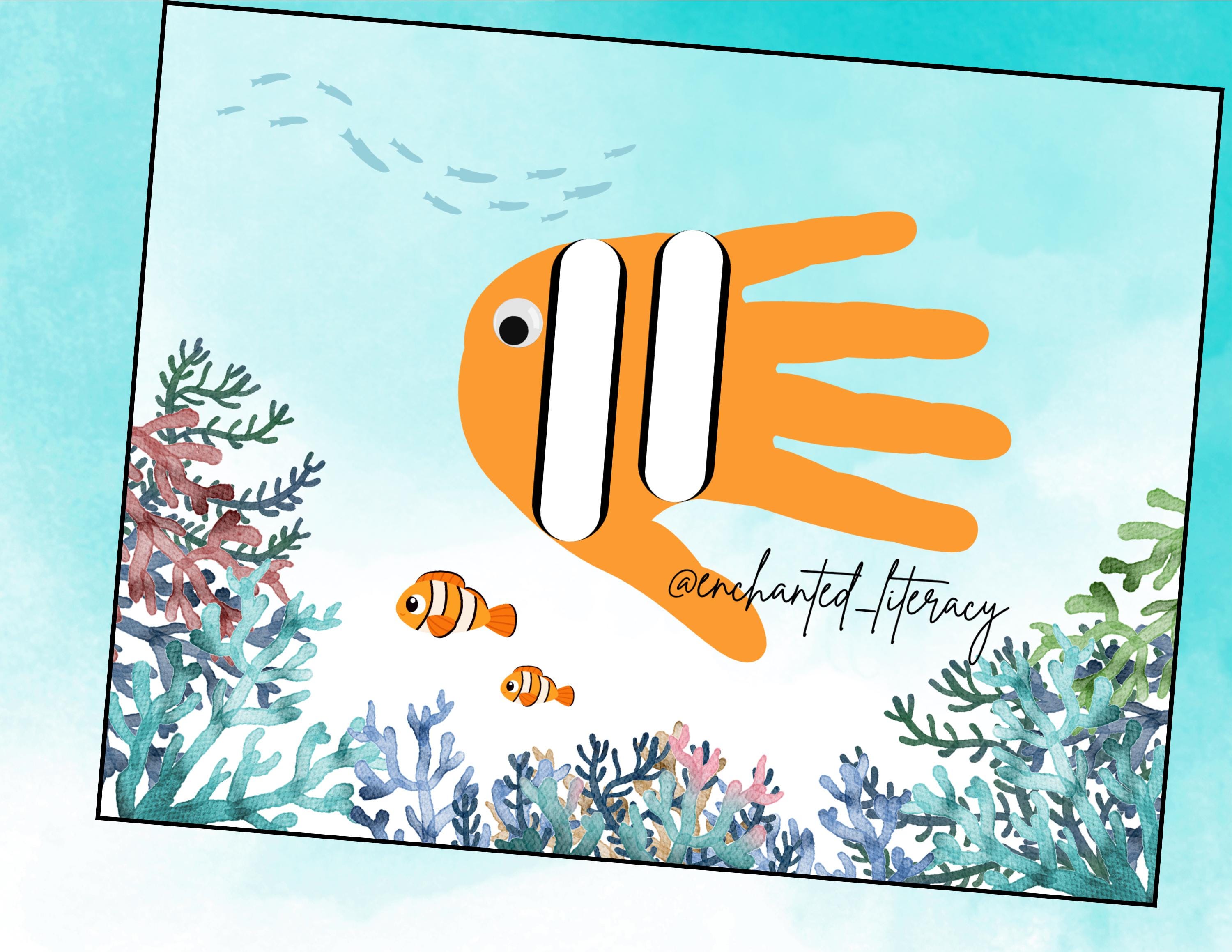 Ocean Animal Handprint Jelly Fish Clown Fish Sea Turtle Keepsake ...