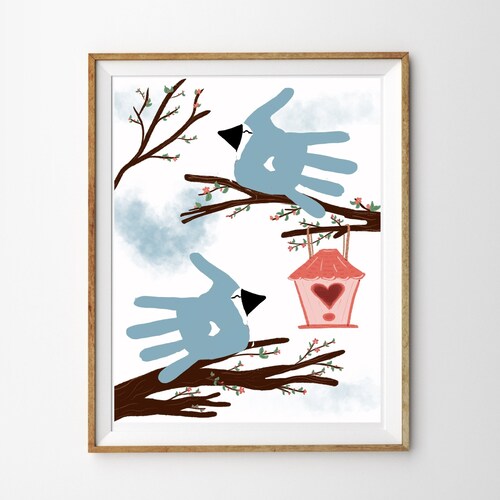 Love Birds Valentine Handprint Activity Kids Craft Instant - Etsy