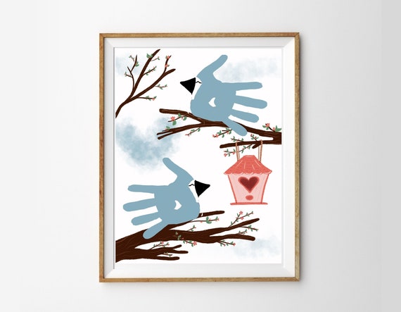 Love Birds Valentine Handprint Activity Kids Craft Instant | Etsy