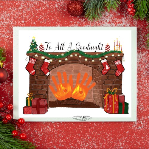 Night Before Christmas Fireplace Handprint Art Craft - Etsy