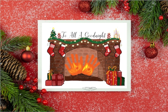 Night Before Christmas Fireplace Handprint Art Craft | Etsy