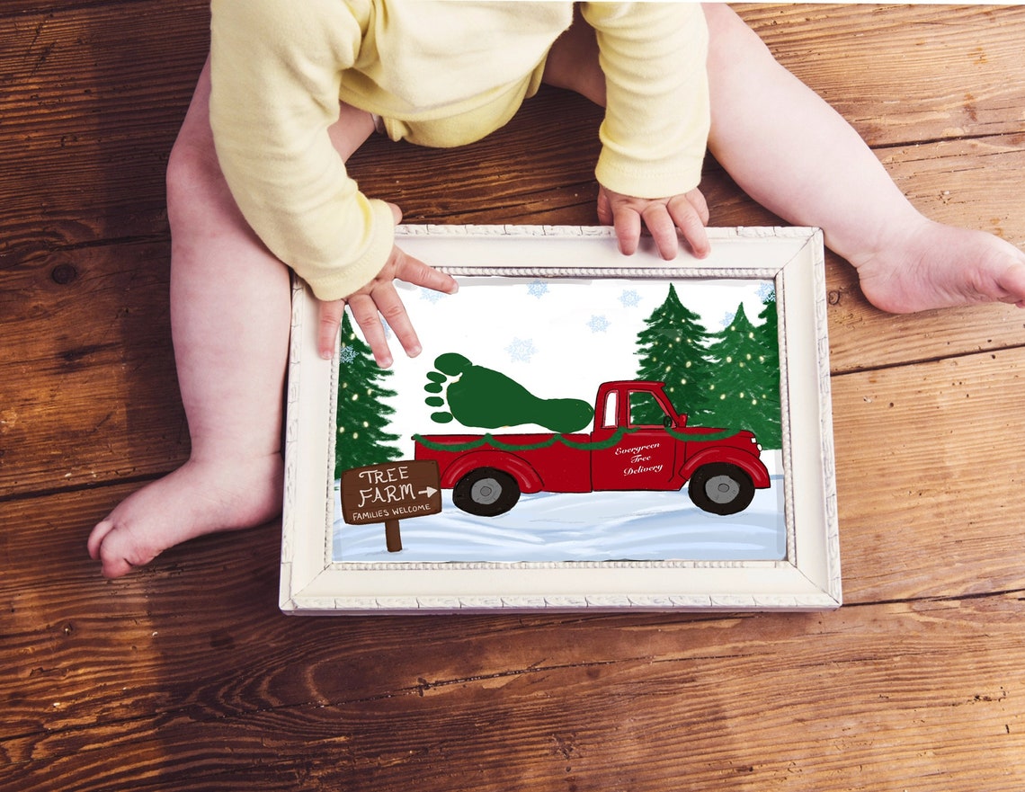 Tree Farm Truck Winter Handprint Art Craft, PRINTABLE Christmas Decor ...