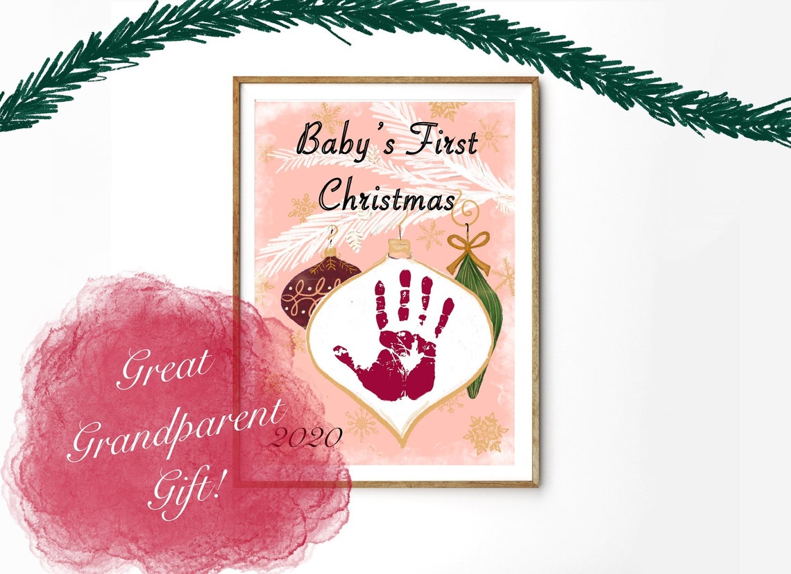 Babys 1st Christmas Handprint Craft, PRINTABLE Christmas Decor ...