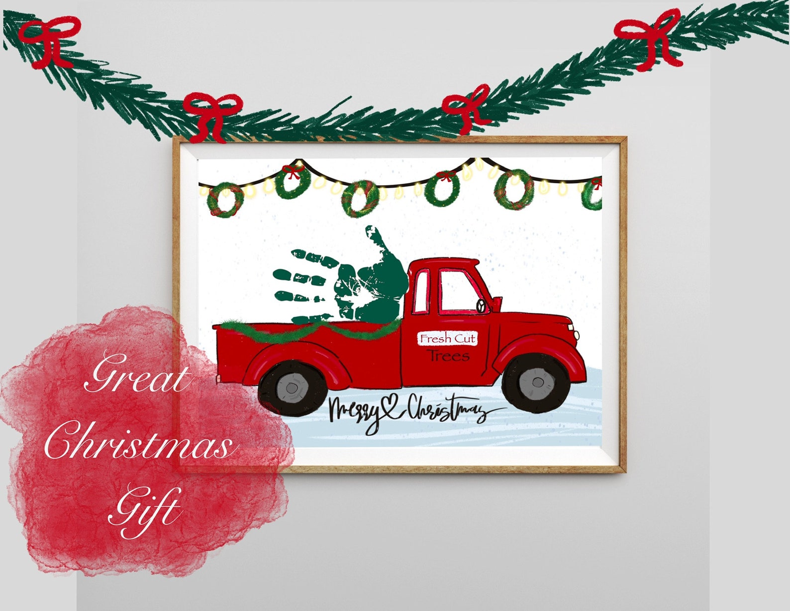 Christmas Tree Truck Handprint Art Craft, PRINTABLE Christmas Decor ...