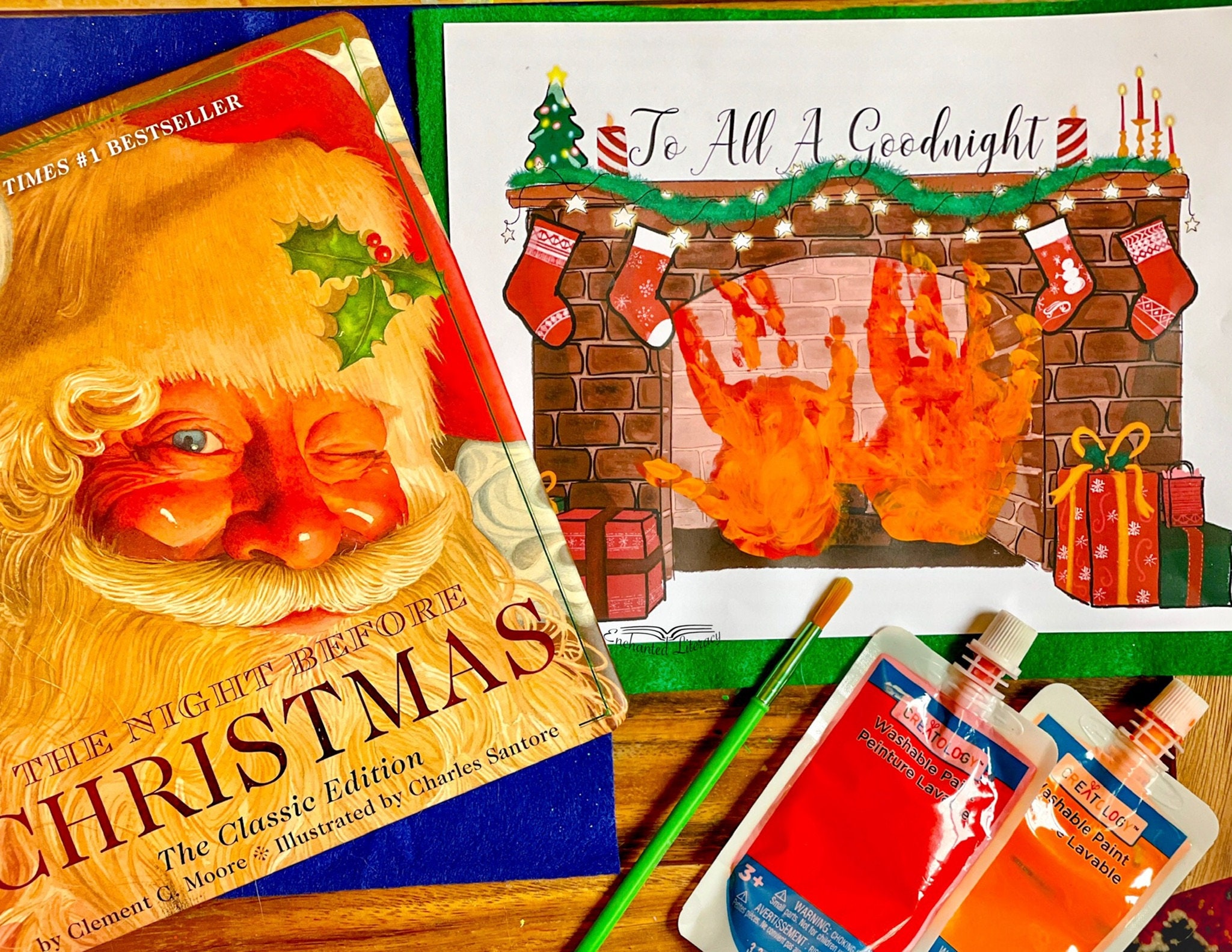 Night Before Christmas Fireplace Handprint Art Craft, PRINTABLE Kids ...