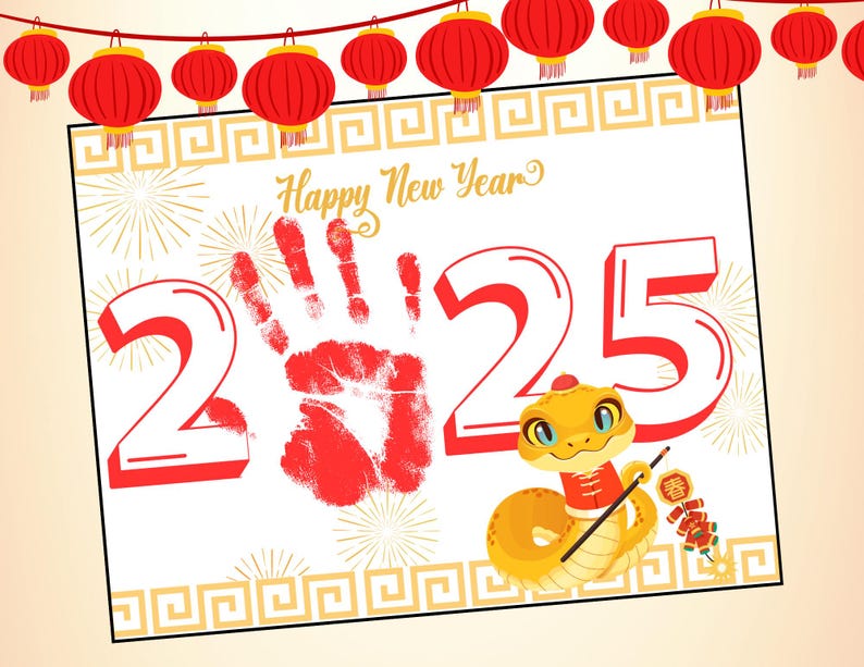 Chinese New Year of the Snake 2025 Handprint Childrens Craft Activity ...
