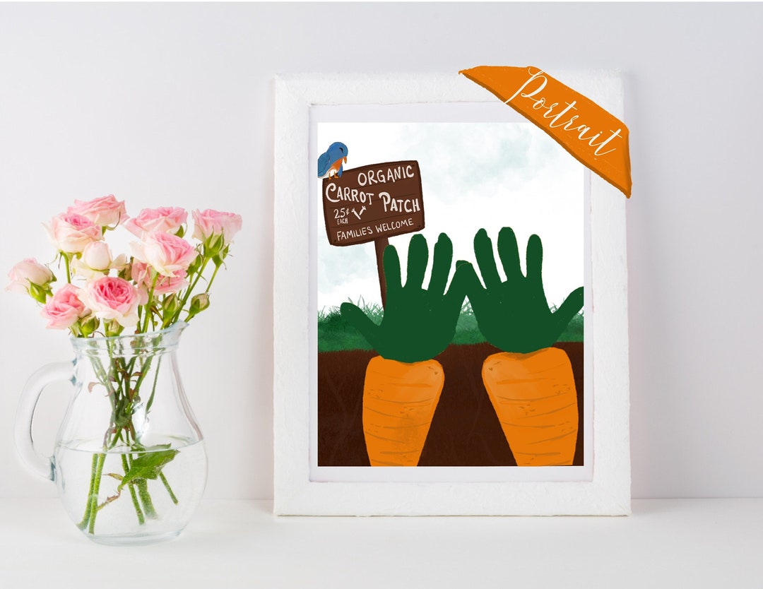 Carrot Patch Children Handprint Craft Spring Easter Garden Keepsake ...