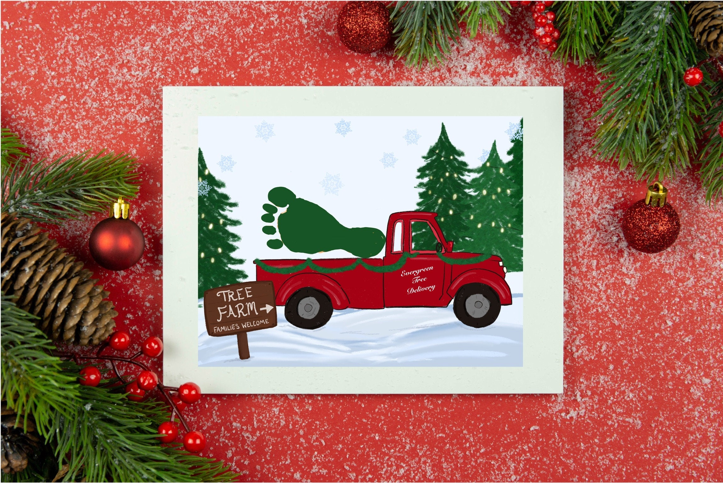 Tree Farm Truck Winter Handprint Art Craft, PRINTABLE Christmas Decor ...