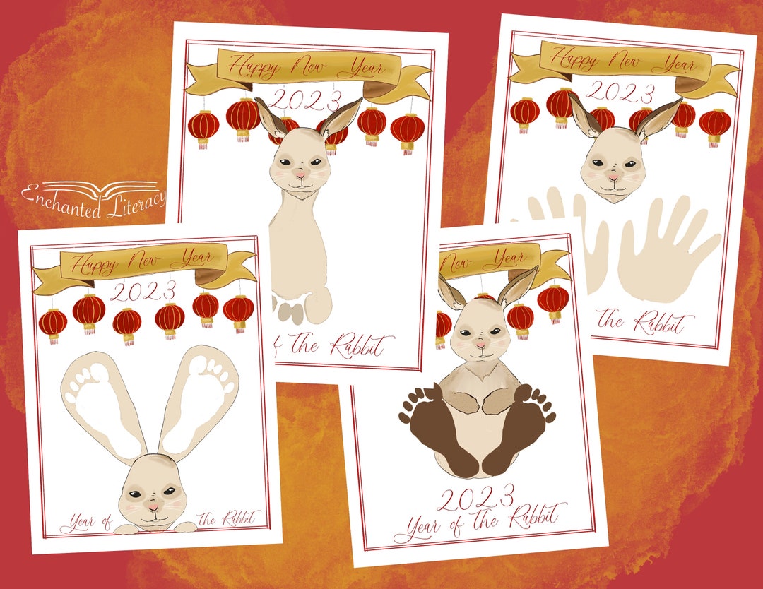 Chinese New Year of the Rabbit 2023 Handprint Childrens Craft Activity ...