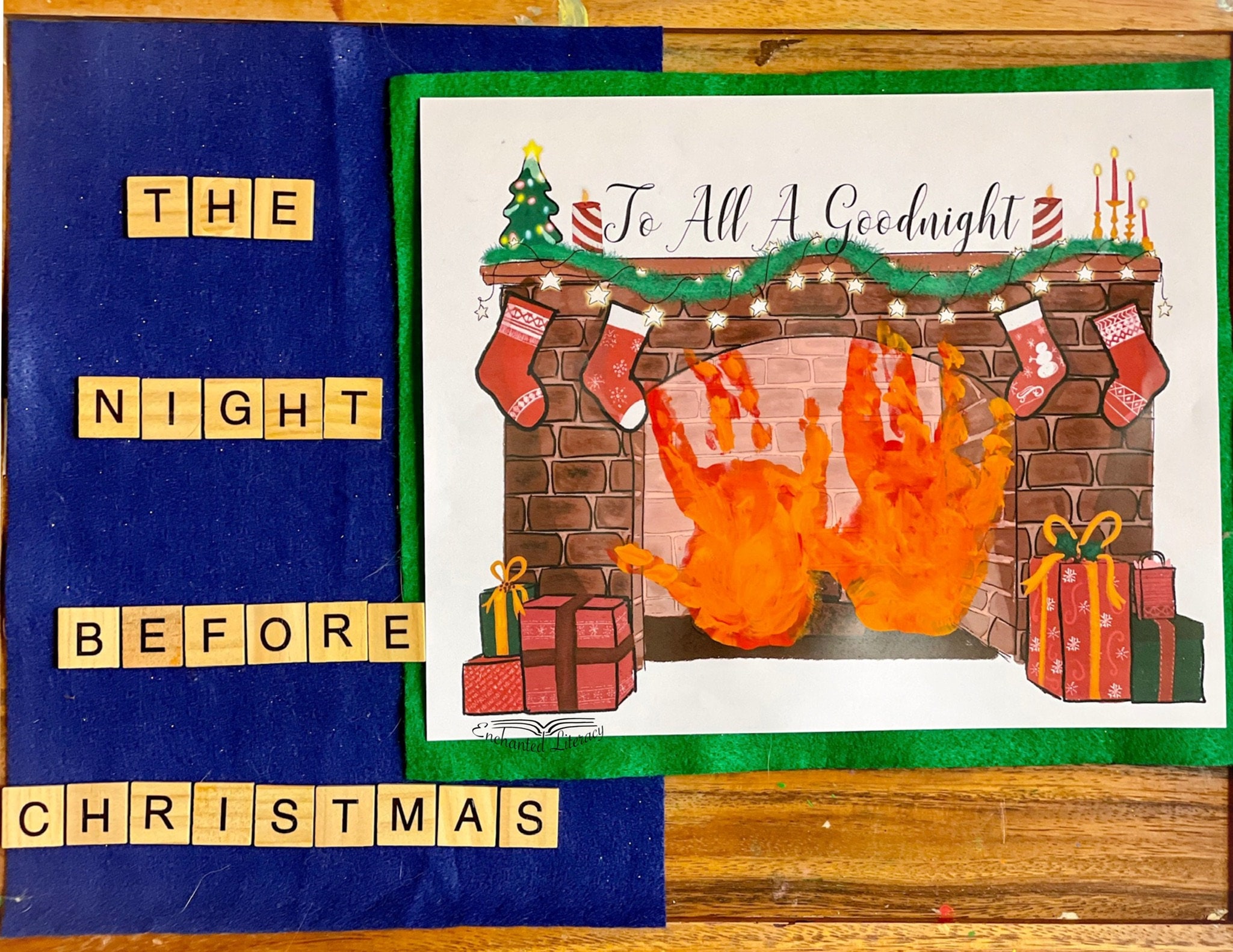 Night Before Christmas Fireplace Handprint Art Craft, PRINTABLE Kids ...