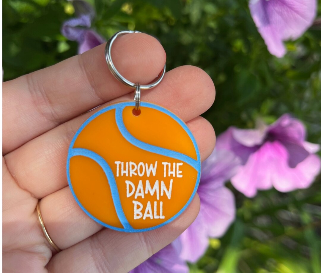 Acrylic Dog Tag: Throw the Damn Ball, Personalized Dog Tag, Cute Dog ...