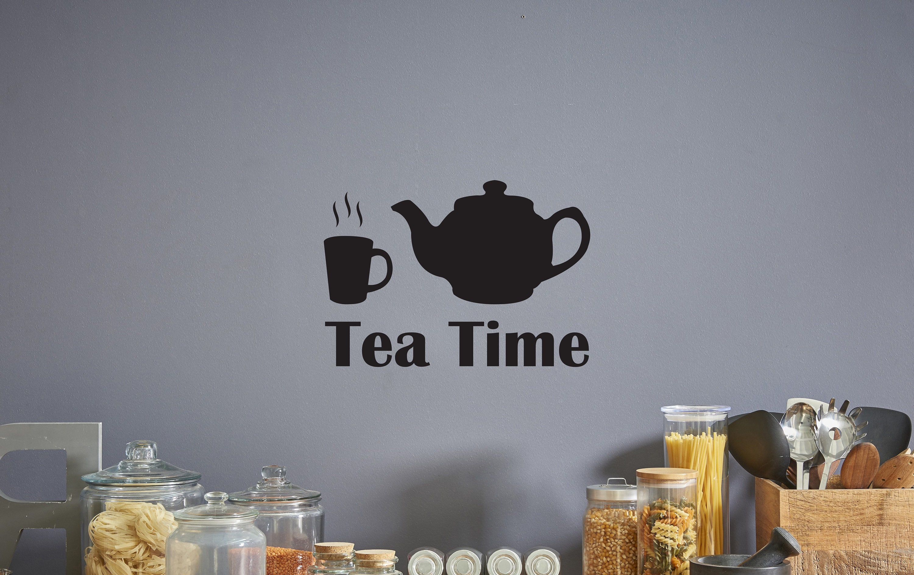 Tea Time Teapot Mug Wall Decal | Etsy
