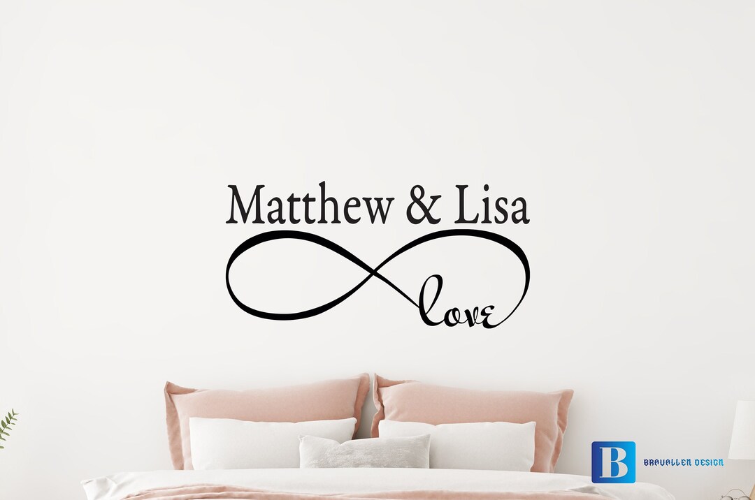 Personalise Love Infinity Symbol, Vinyl Wall Art Decal. Romantic ...