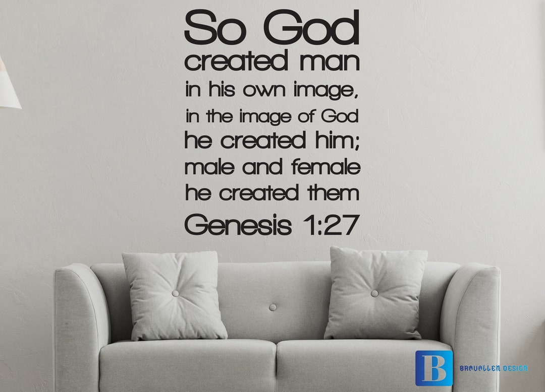 Genesis 1:27 Bible Verse Room Wall Art Decal Sticker - Etsy