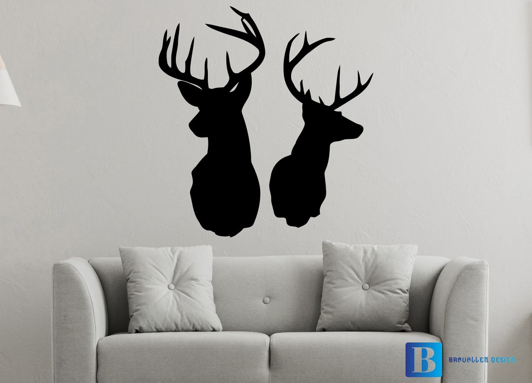 Stag Head Deer Animal Hall Living Room Home Décor Matt Vinyl Wall Art ...