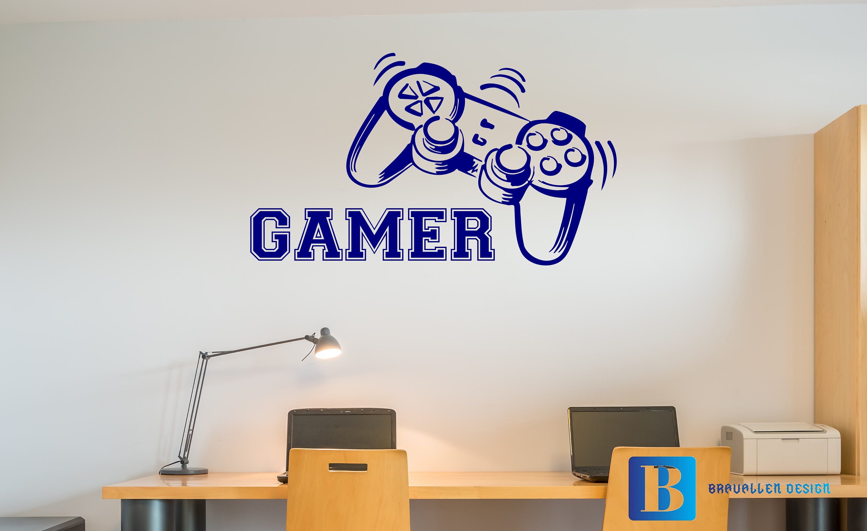Gamer Controller Gaming Room Den Gaming Zone Matt Vinyl Wall Art Decal ...