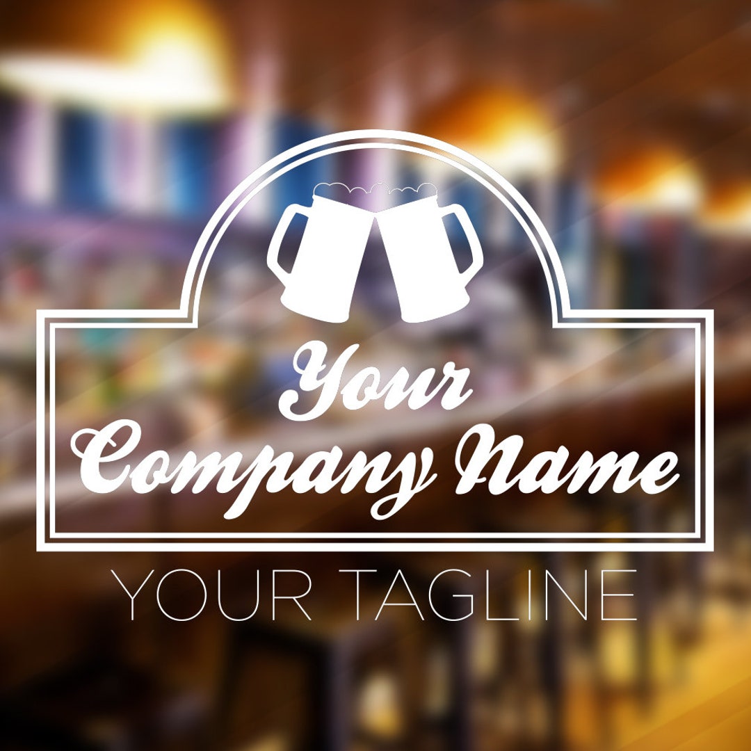 Bar Pub Alcohol Beer Bottle Window Stickers Company Name Personalised ...