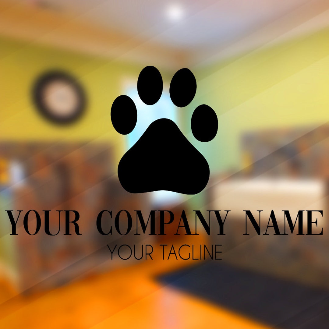 Pet Grooming Salon Dog Paw Window Stickers Company Name Personalised ...